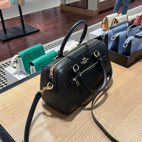 Coach | Bags | Coach Rowan Satchel Speedy Zip Classic Black Gold Logo ...